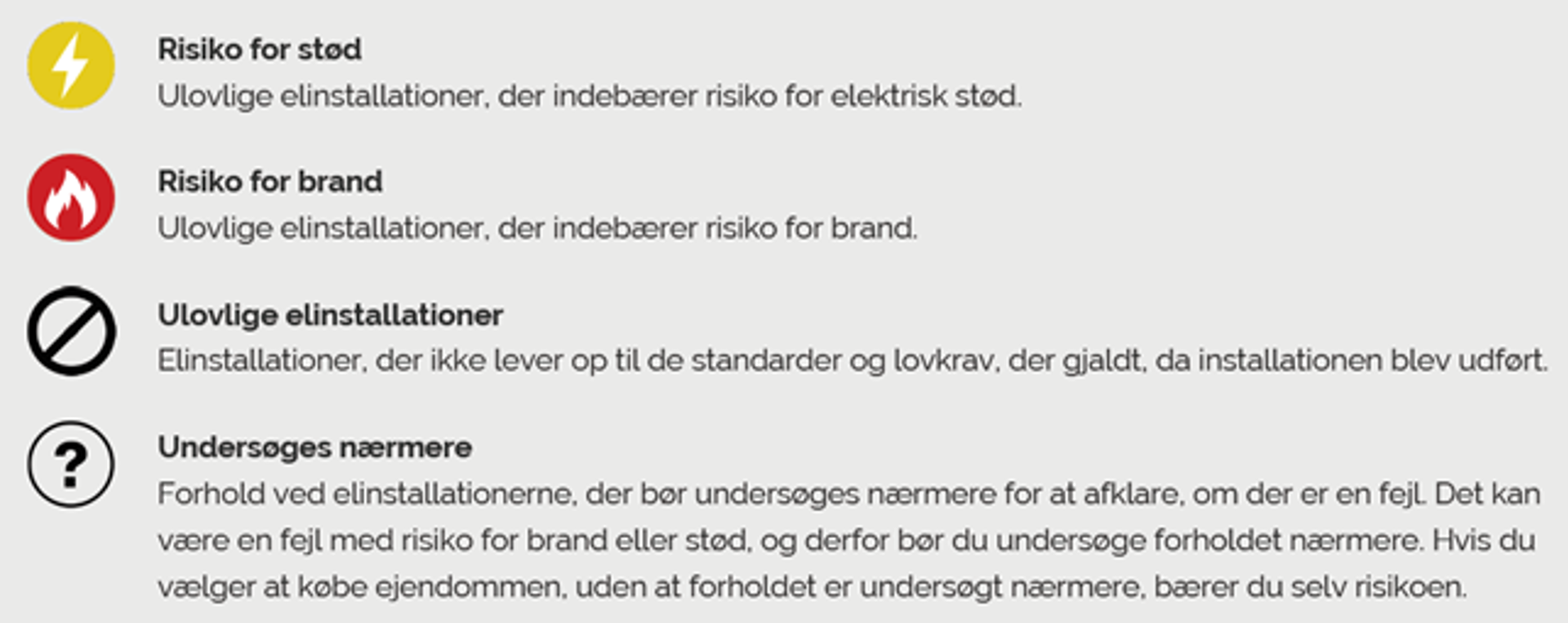 Elinstallationsrapport » Symboler i elinstallationsrapporten